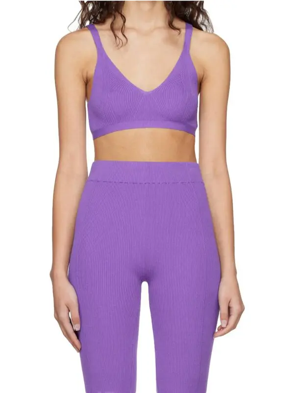 REMAIN BIRGER Ribbed Knitted French Bra - Purple