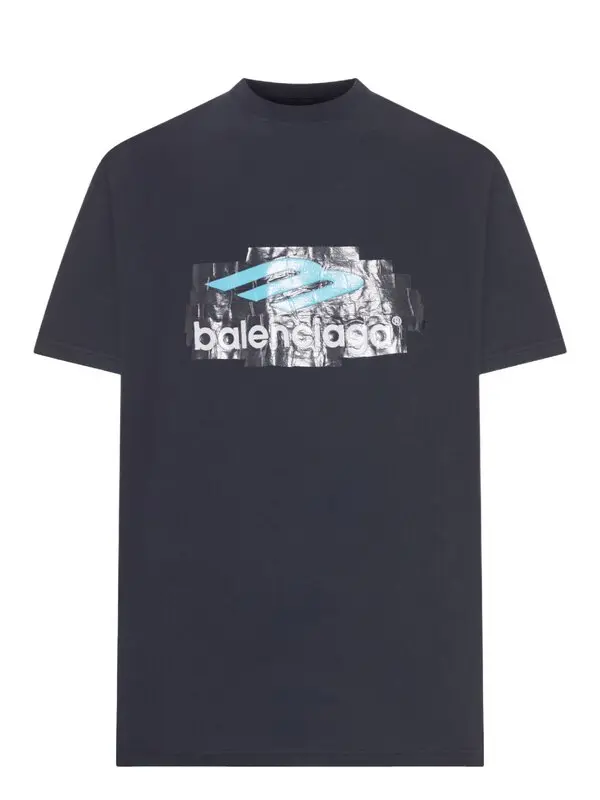 Balenciaga Logo Printed Round-neck T-shirt - Black