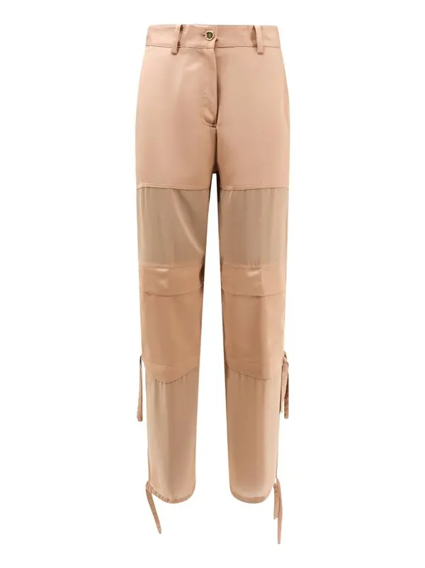 Pinko Georgette-crepe Mid-rise Cargo Trousers - Nude