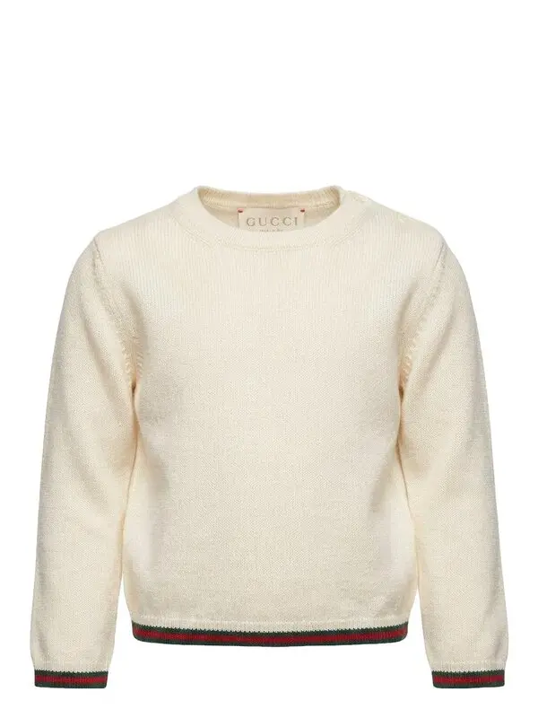 Gucci Baby Wool Sweater With Web Trim - White