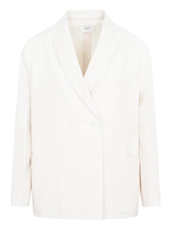 Prada Double-breasted Blazer With Notched Lapel - Neutral Color
