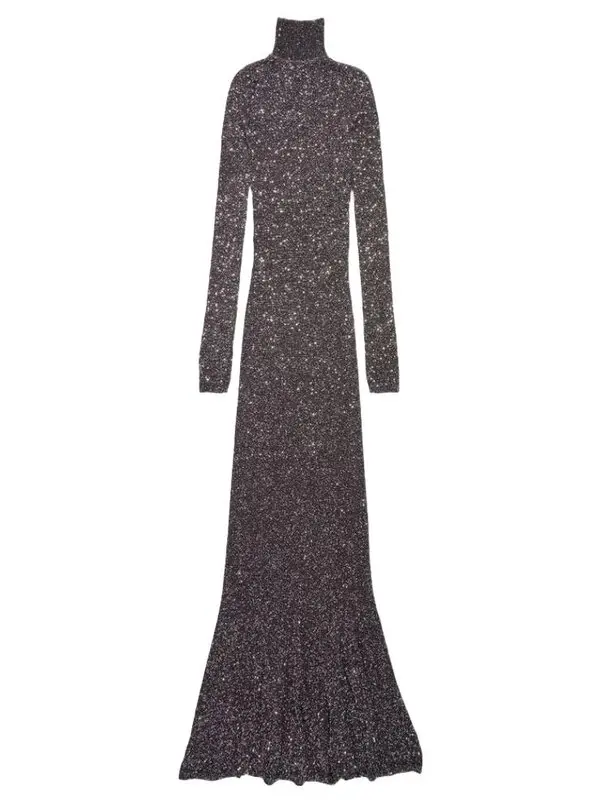 Balenciaga Sequin Embellished Maxi Dress - Black