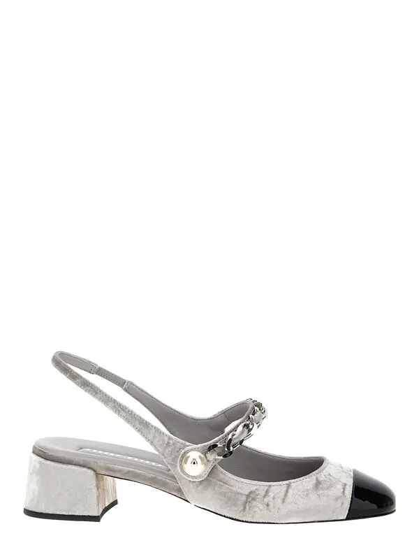 Miu Miu Two-tone Velvet Slingback Pumps - Silver