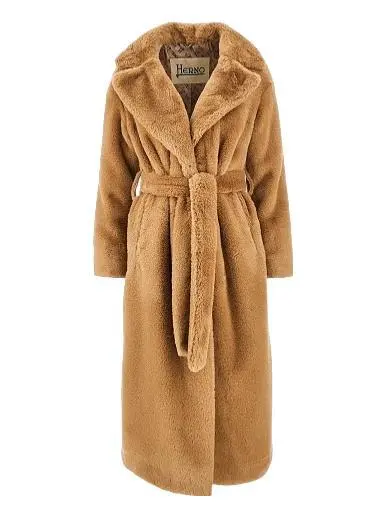 Herno Long Fur Coat - Brown