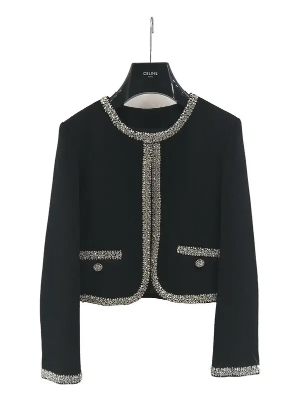 Celine Chelsea Jacket In Cashmere And Wool Tweed - Black