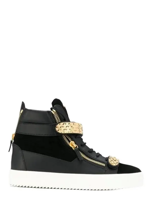 GIUSEPPE ZANOTTI High-top Sneakers With Embellished Detailing - Black