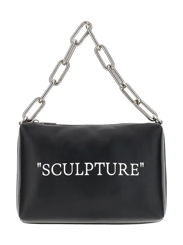 Off-White Logo Printed Zip-up Shoulder Bag - Black/silver