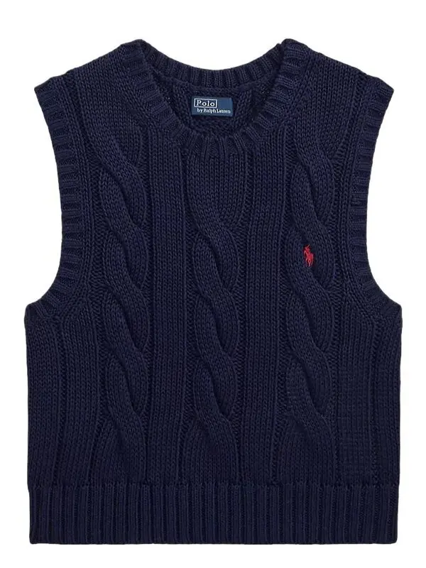 Polo Ralph Lauren Cable-knit Cropped Vest - Navy