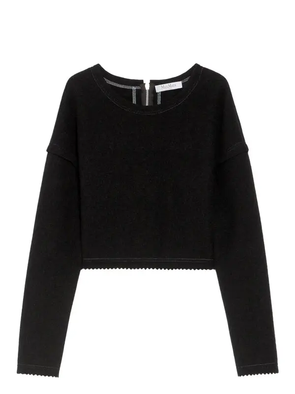 Max Mara Zip Detailed Crewneck Jumper - Black