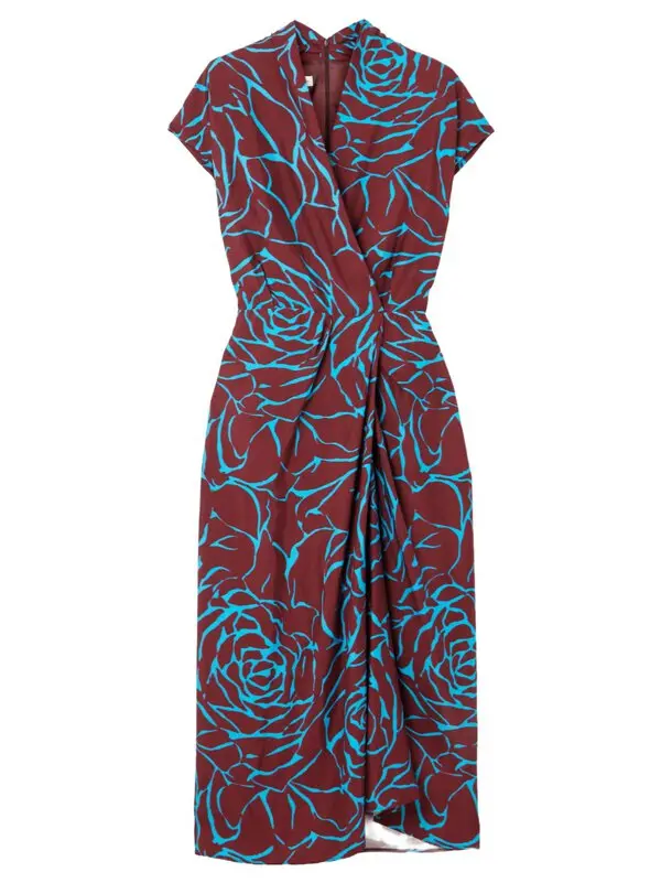 Dries Van Noten Wrap-style Printed Midi Dress - Wine Red