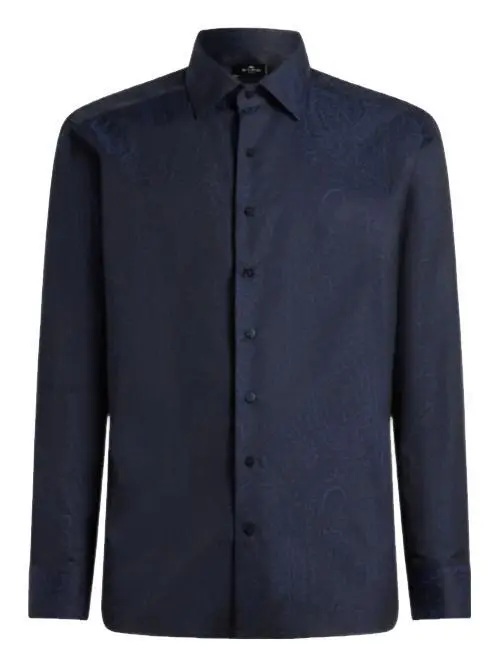 Etro Cotton Jacquard Shirt - Navy Blue