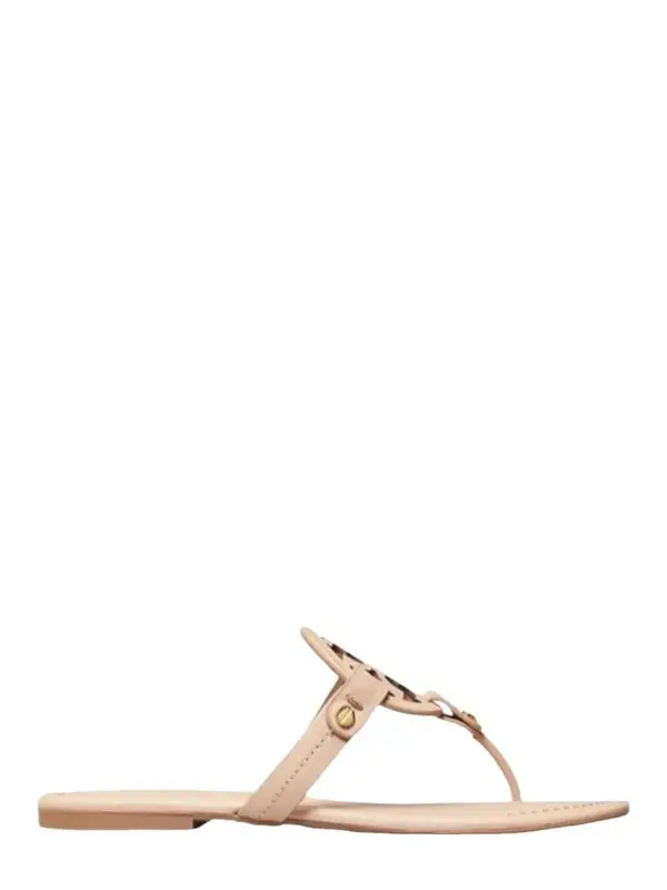 Tory Burch Miller Logo Plaque Sandals - Nude