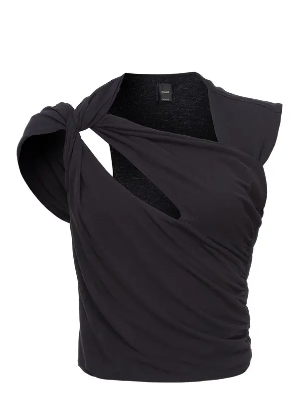 Pinko Asymmetric Ruched Cut-out Top - Black