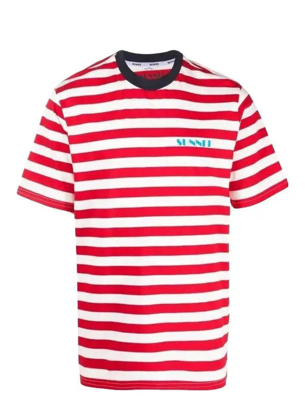 Sunnei Striped Crewneck T-shirt - Red