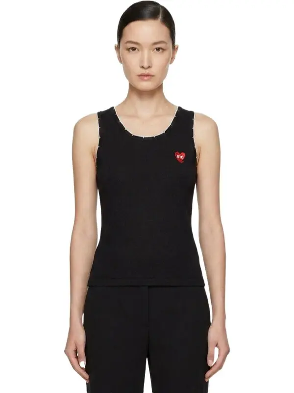 Marissa Chiara Sleeveless Knitted Vest With Heart Detail - Black