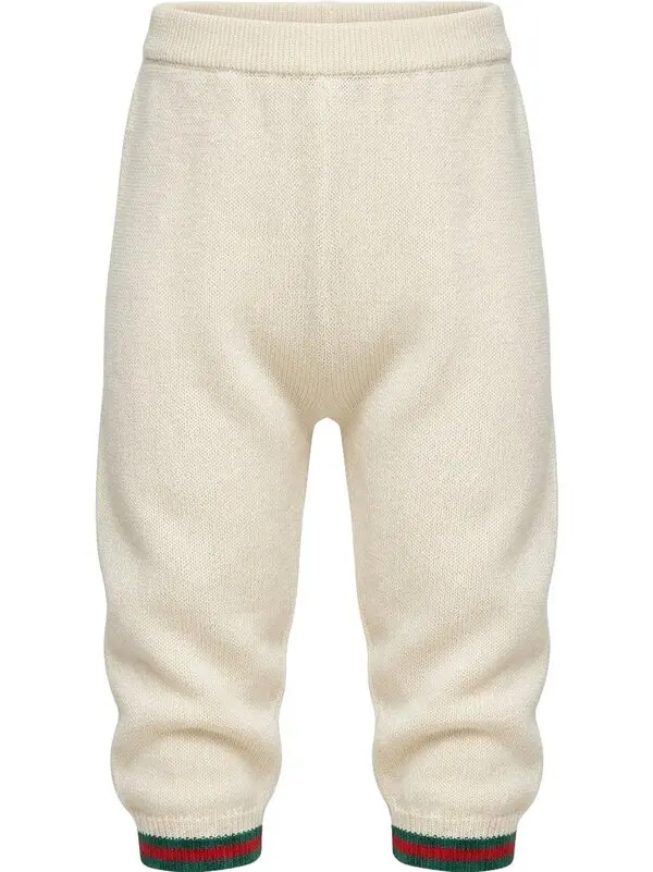 Gucci Baby Wool Pants With Web Trim - White