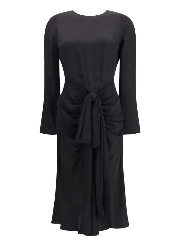 Alaïa Long Sleeve Draped Midi Dress - Black