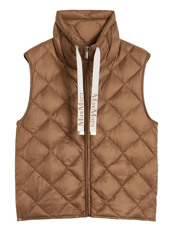 Max Mara Tregic Zip-up Drawstring Gilet - Caramel Color