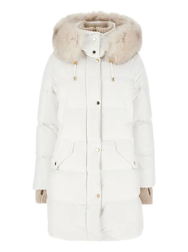 MOORER Long-sleeved Hooded Down Jacket - White