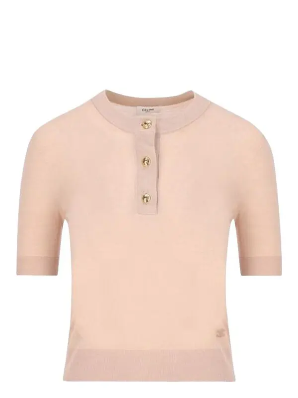 Celine Short-sleeved Knitted Pullover - Pink