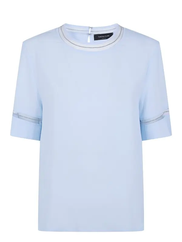 Fabiana Filippi Short Sleeve Embellished T-shirt - Blue