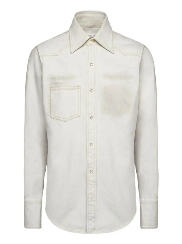 MAISON MARGIELA Long-sleeved Denim Shirt - White