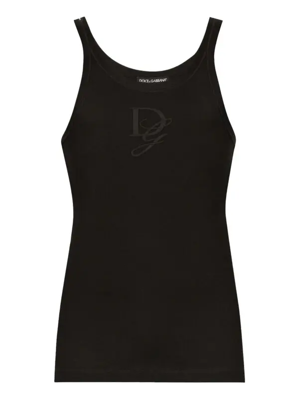 Dolce & Gabbana Dolce Gabbana Logo Embroidered Tank Top - Black
