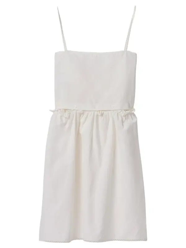 Miu Miu Sleeveless Dress With Logo Detail - White