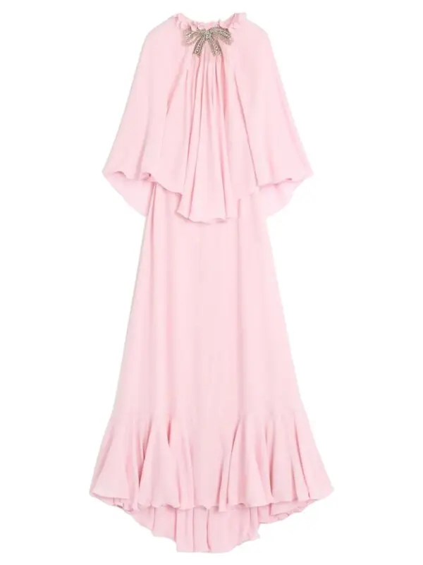Valentino Garavani Embellished Bow Cape Dress - Pink