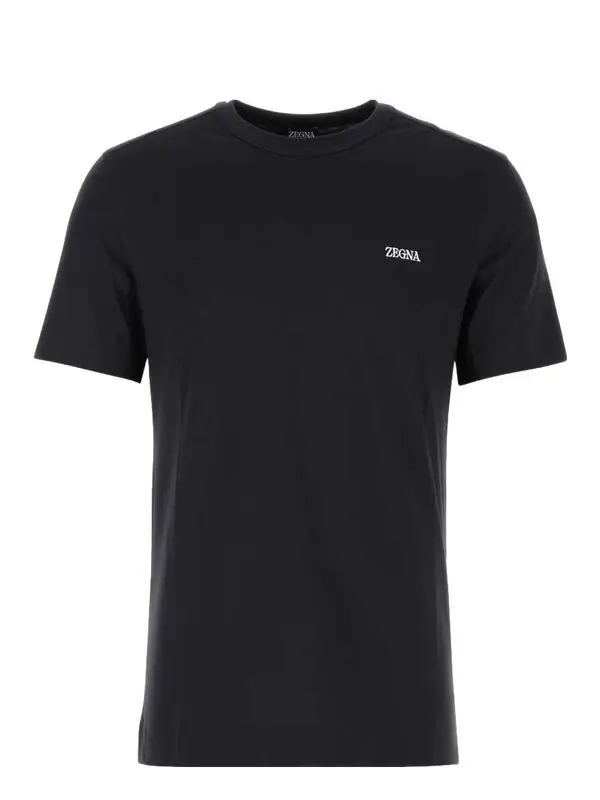 Zegna Logo Embroidered Crewneck T-shirt - Blue