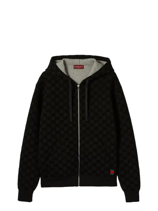 Gucci Monogrammed Zip-up Hoodie - Black