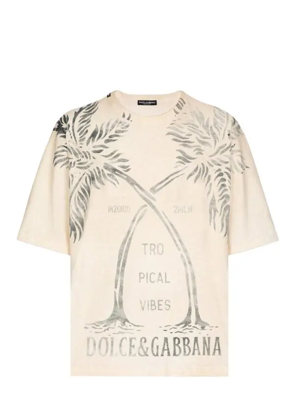 Dolce & Gabbana Dolce Gabbana Banana Tree Printed Short-sleeved T-shirt - Nude