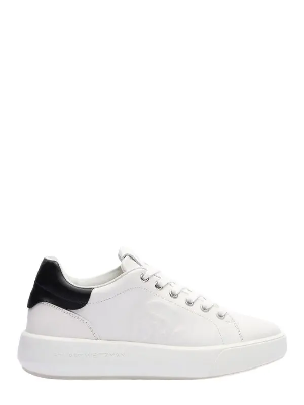 STUART WEITZMAN Round Toe Lace Up Sneakers - White