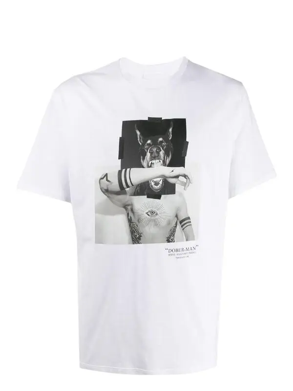 Neil Barrett Printed T-shirt With Round Neck - White