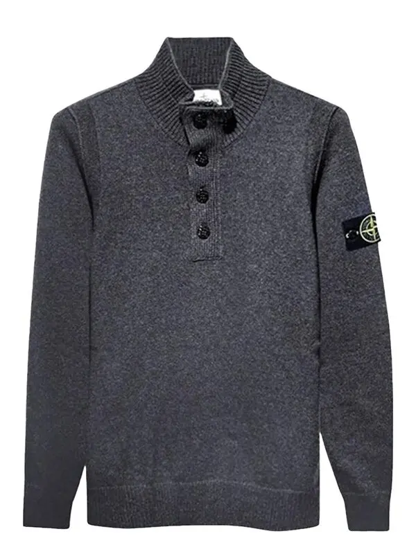 Stone Island Long-sleeved Sweater With Button Detailing - Black
