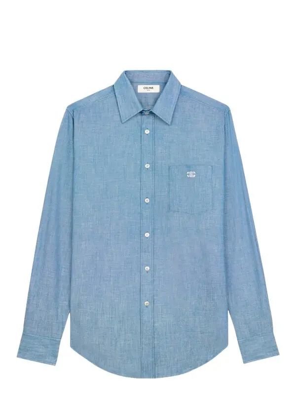 Celine Loose Shirt In Chambray Cotton - Navy Blue/denim Blue
