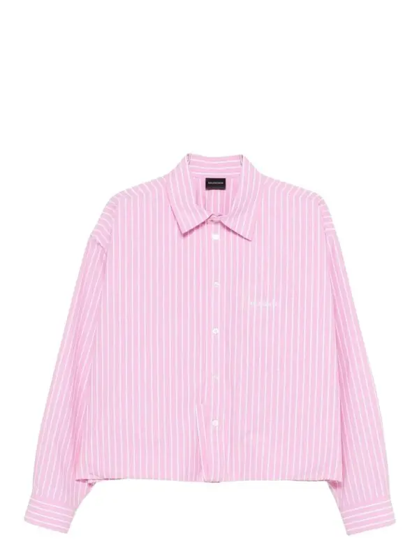 Balenciaga Striped Long Sleeve Shirt - Pink