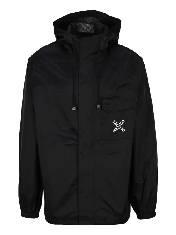 Kenzo X Logo" Hooded Rain Jacket - Black