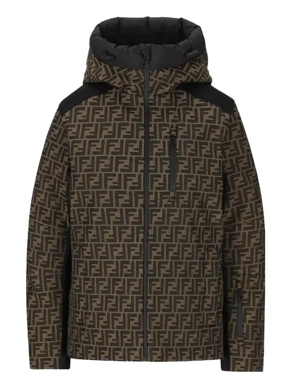 Fendi Ff Motif Zip-up Hooded Jacket - Black