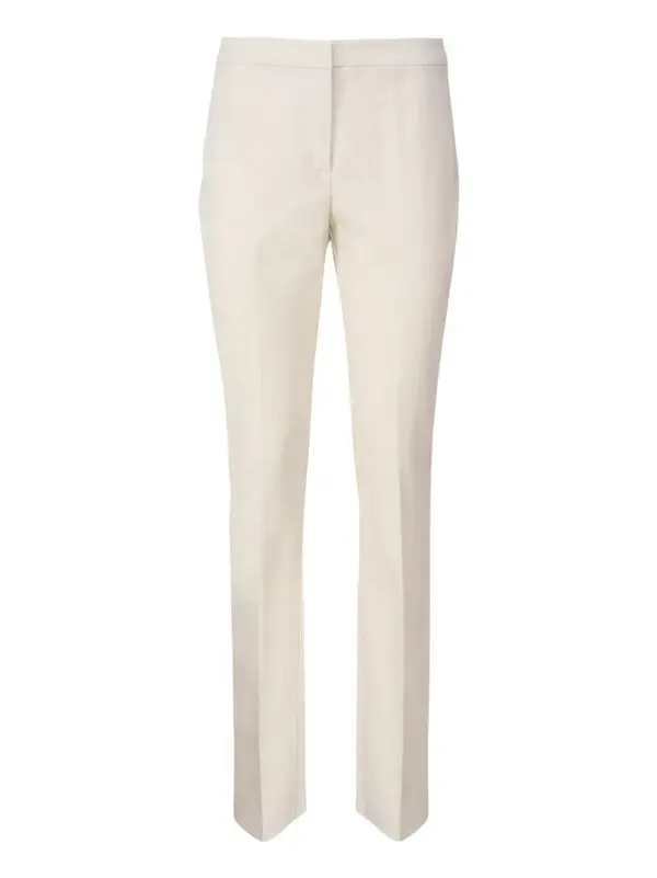 Pinko Straight Leg Pleated Trousers With Front Crease And Rear Slit Details - White