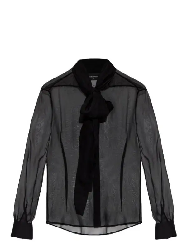 Dsquared2 Chiffon Pussy Bow Shirt - Black