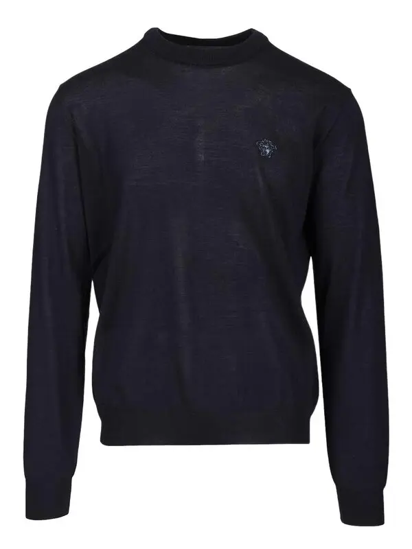 Versace Medusa Embroidered Crewneck Jumper - Black