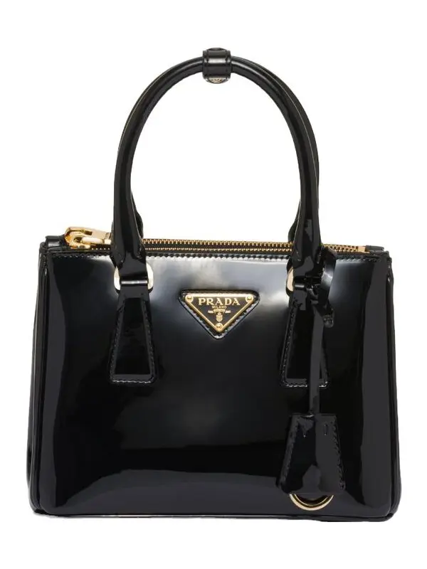 Prada Galleria Mini Handbag With Triangle Logo - Black