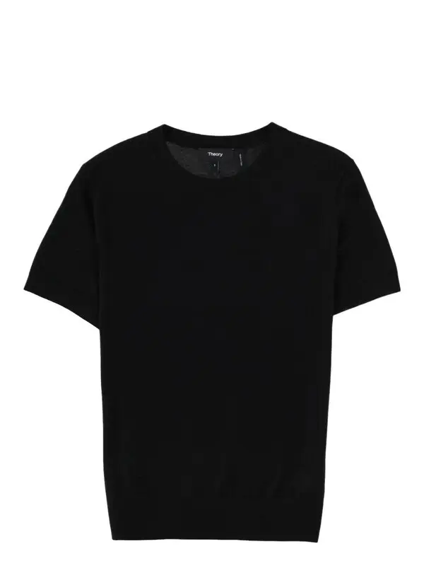 Theory Crew Neck Short Sleeve Knitted Top - Black