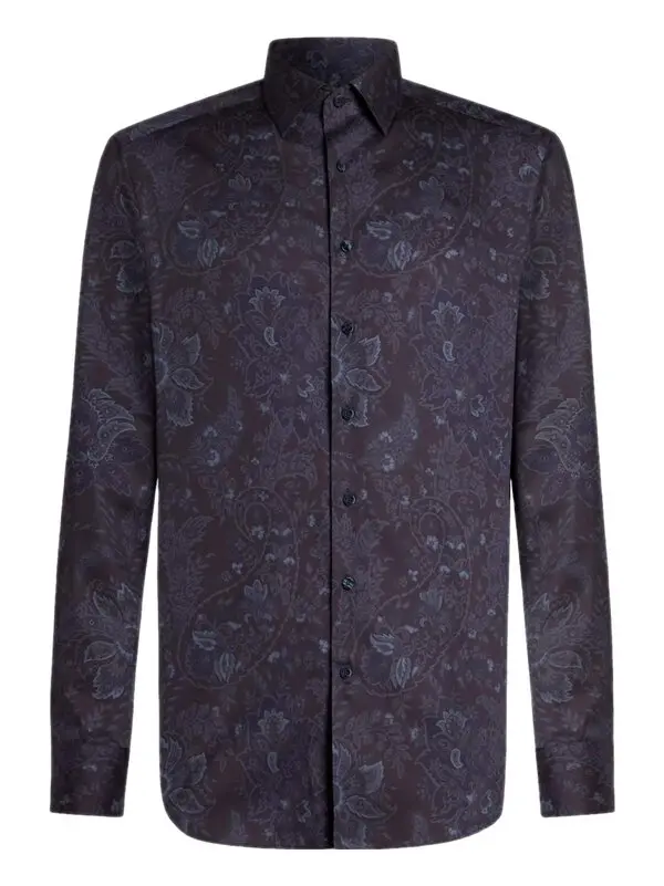 Etro Allover Floral Printed Long-sleeved Shirt - Purple
