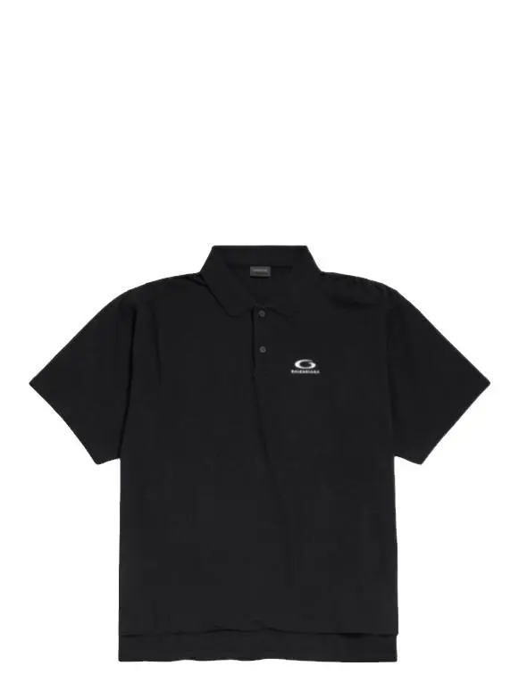 Balenciaga Logo Embroidered Short-sleeve Polo Shirt - Black