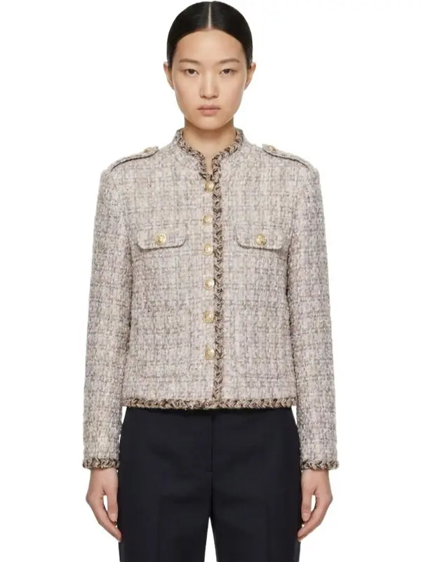 Marissa Chiara Stand Collar Lace Jacket - Camel