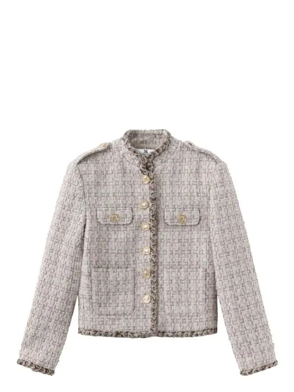 Marissa Chiara Stand Collar Lace Jacket - Camel