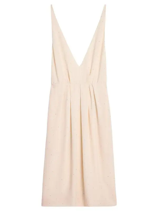 Celine Minimal Draped Dress In Viscose Sabl - Cream-white