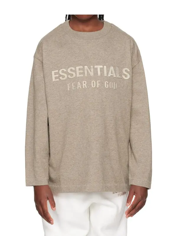 Fear Of God Logo-print Relaxed Fit Crewneck T-shirt - Taupe